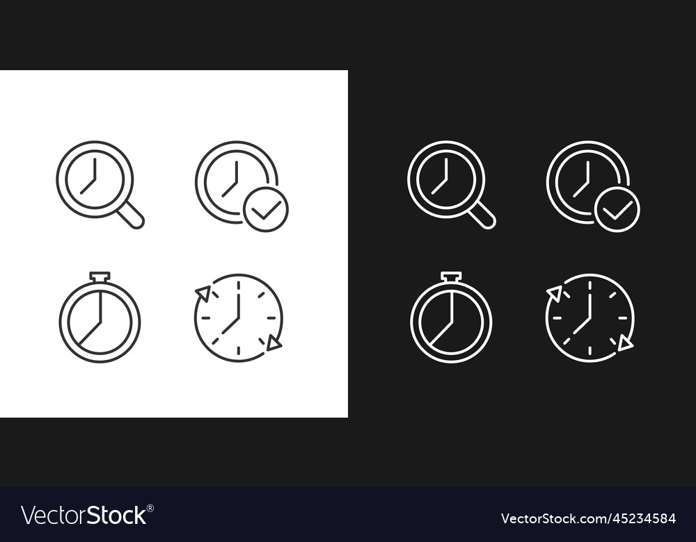 Time management pixel perfect linear icons set Vector Image Time management pixel perfect linear icons set Vector Image