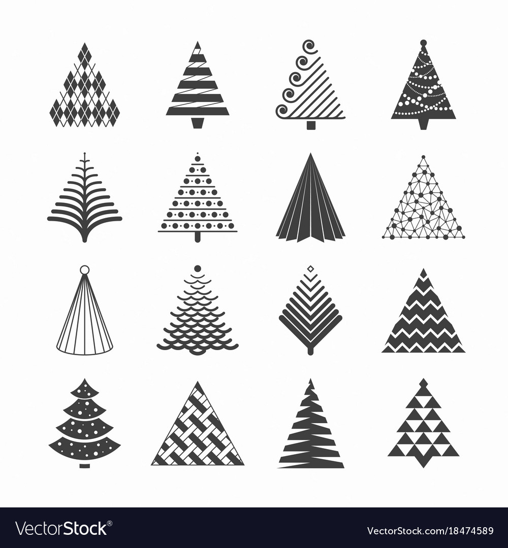 Christmas trees collection Royalty Free Vector Image