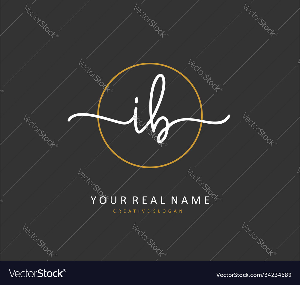 Ib initial letter handwriting and signature logo Vector Image