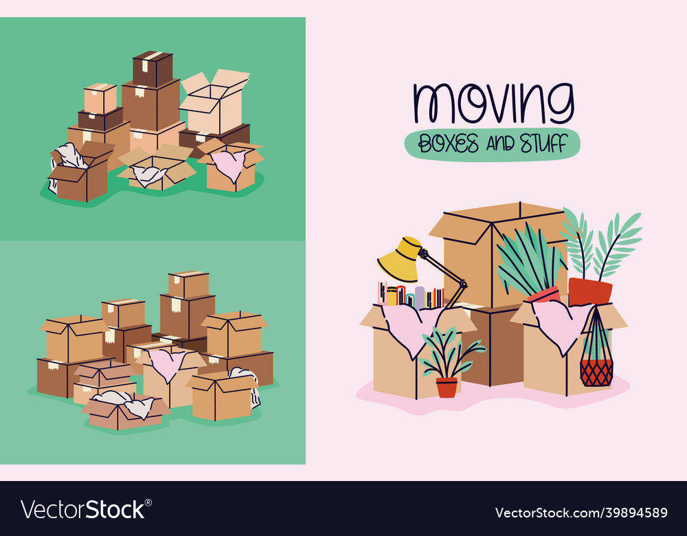 Moving boxes posters Royalty Free Vector Image