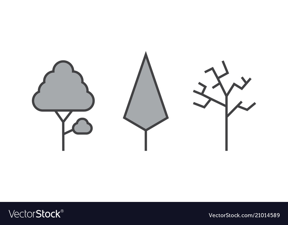 Set of line trees forest creative icons Royalty Free Vector