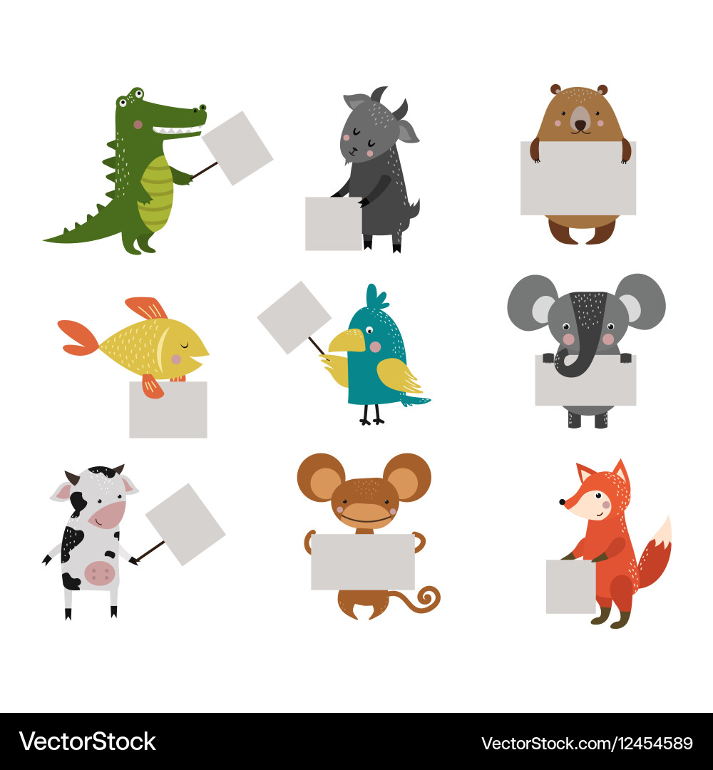Wild animal zoo strike with clean plate board Vector Image
