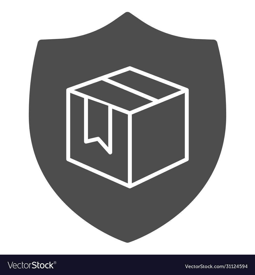 Box with security shield solid icon delivery Vector Image