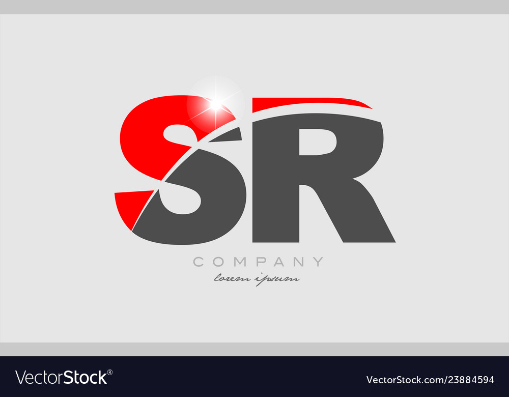 Combination letter sr s r in grey red color Vector Image Combination letter sr s r in grey red color Vector Image