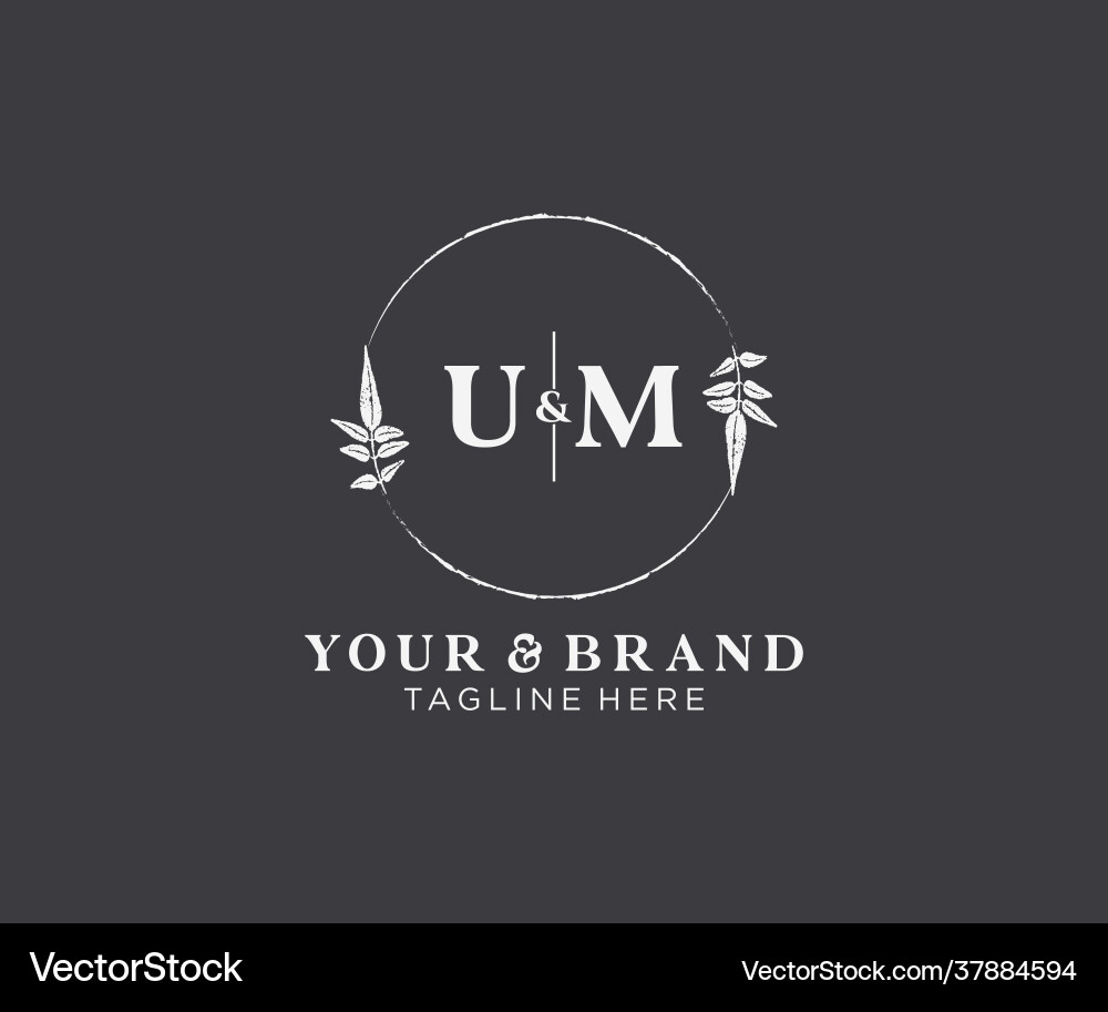 Initial um letters floral frames botanical Vector Image