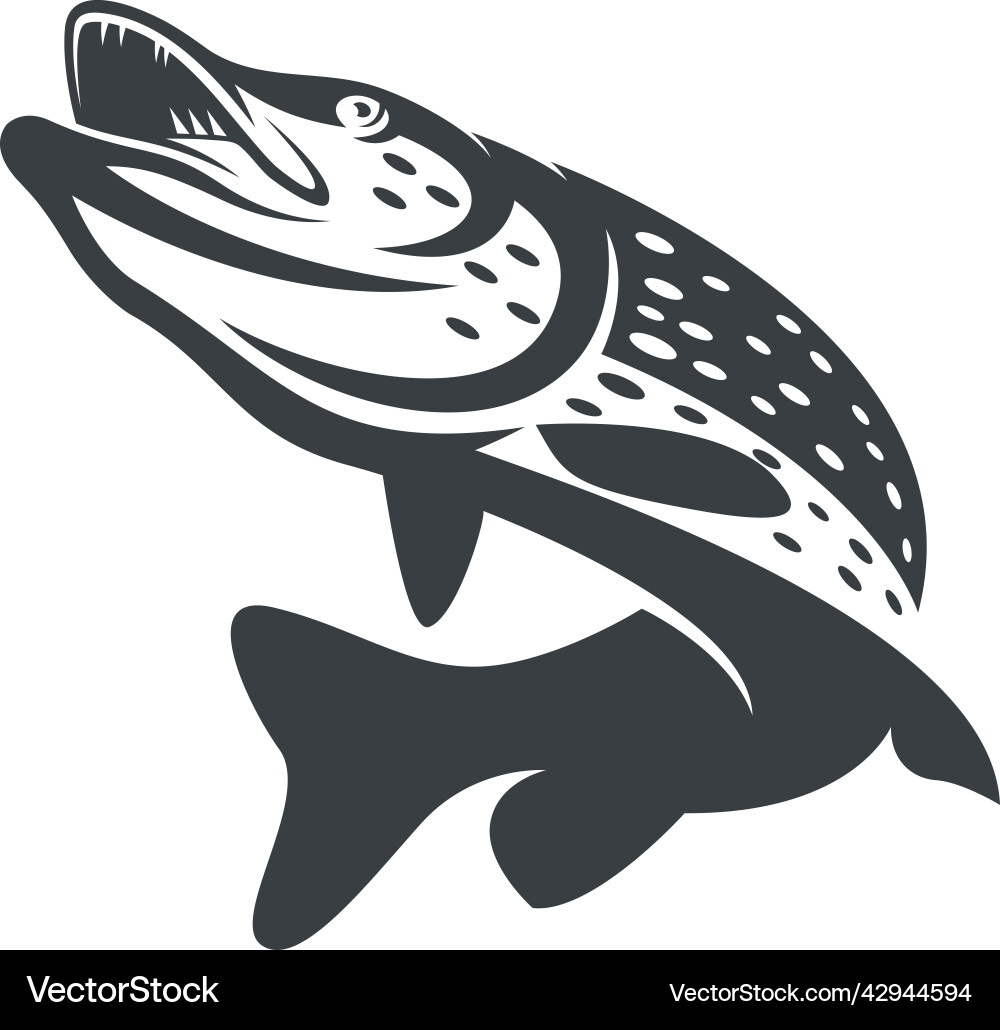 Pike fish fishing template Royalty Free Vector Image