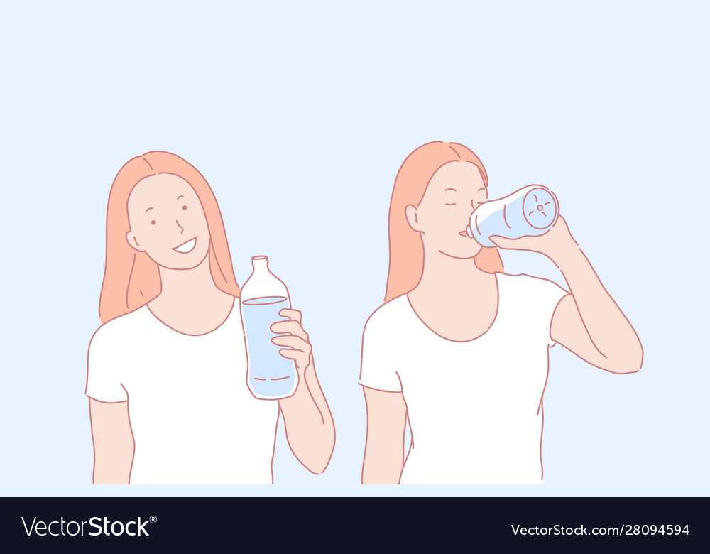 Regular Water Drinking Healthy Habit Concept Vector Image
