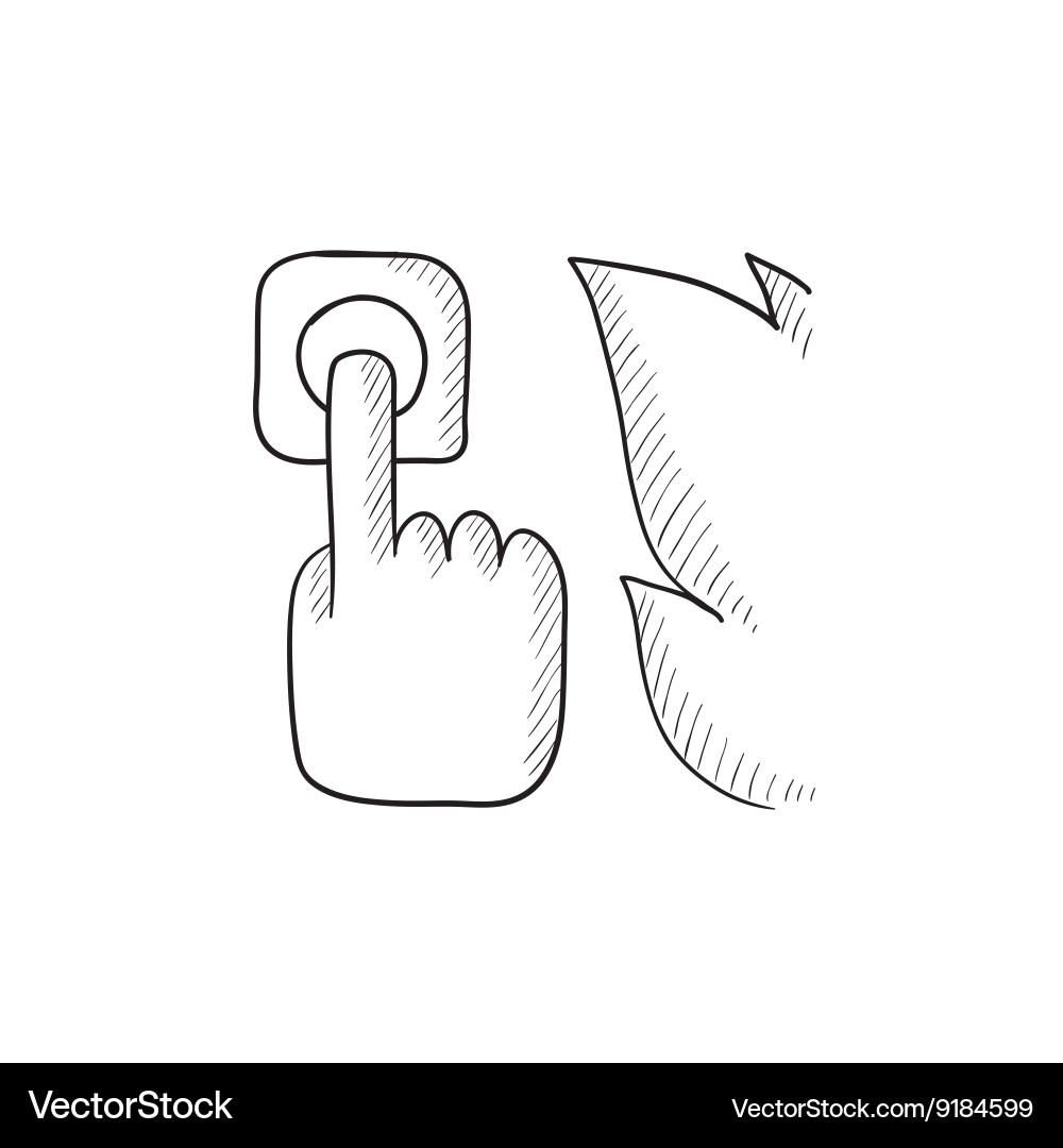 Hand pressing fire alarm button sketch icon Vector Image