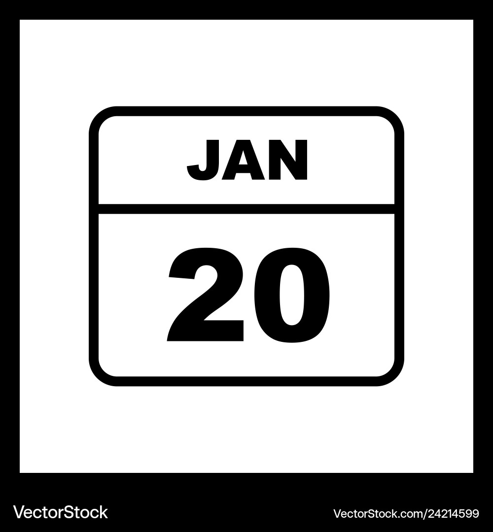January 20th date on a single day calendar Vector Image