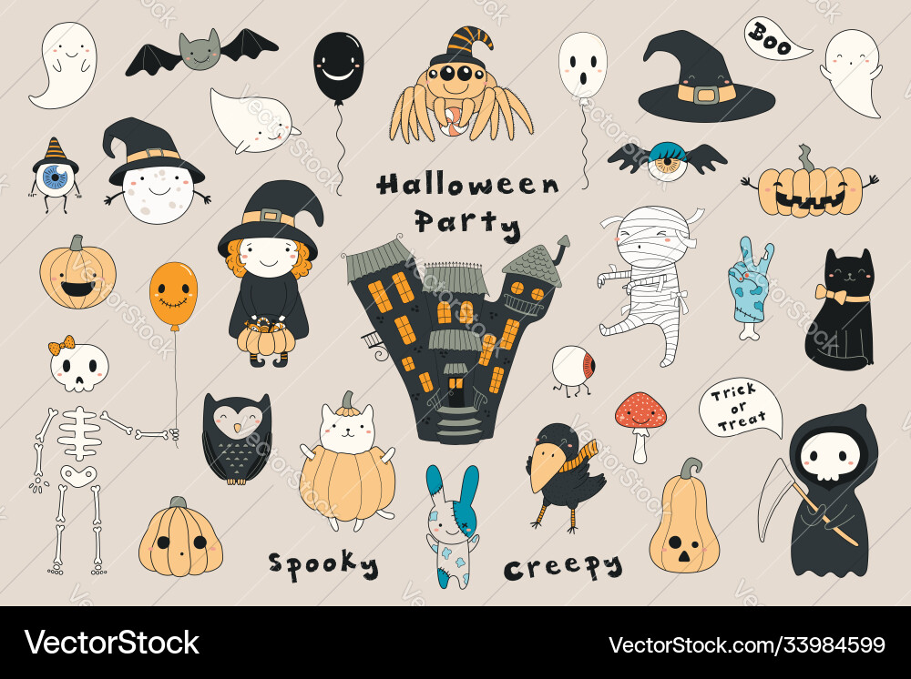 Kawaii halloween Royalty Free Vector Image - VectorStock