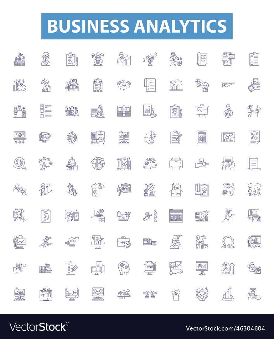 Business analytics line icons signs set Royalty Free Vector Business analytics line icons signs set Royalty Free Vector