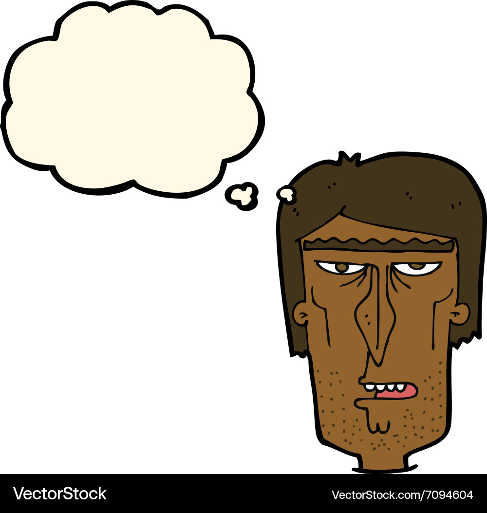 Cartoon angry face with thought bubble Royalty Free Vector