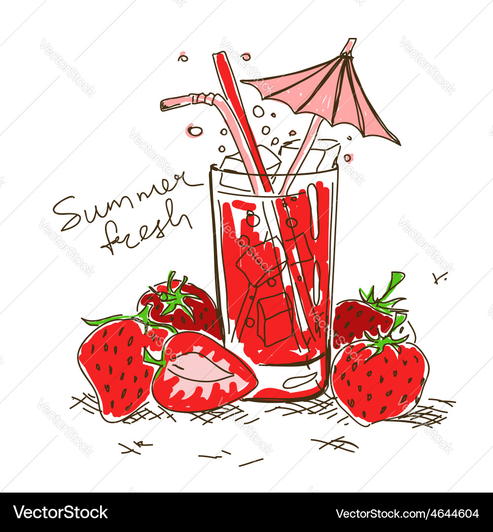 Cartoon cocktail with strawberry Royalty Free Vector Image