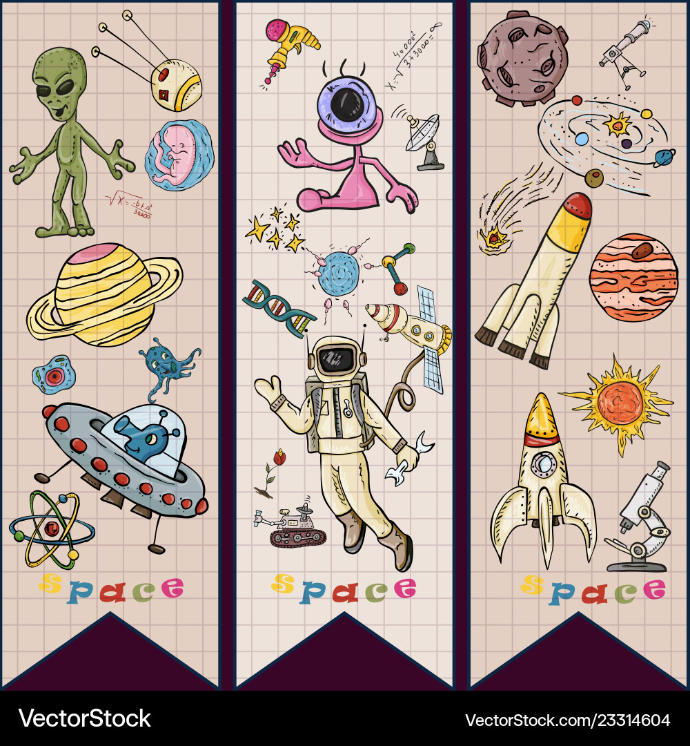 Children colored drawings 7 on the space theme Vector Image