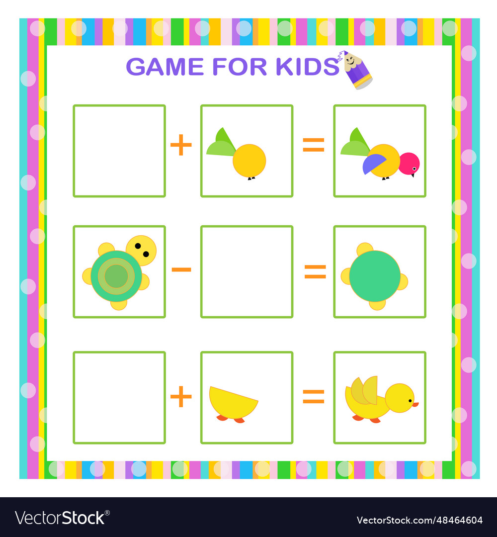 Educational game find and draw the missing parts Vector Image