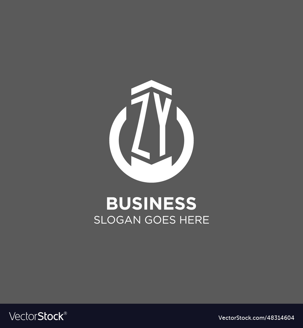 Initial zy circle round line logo abstract Vector Image