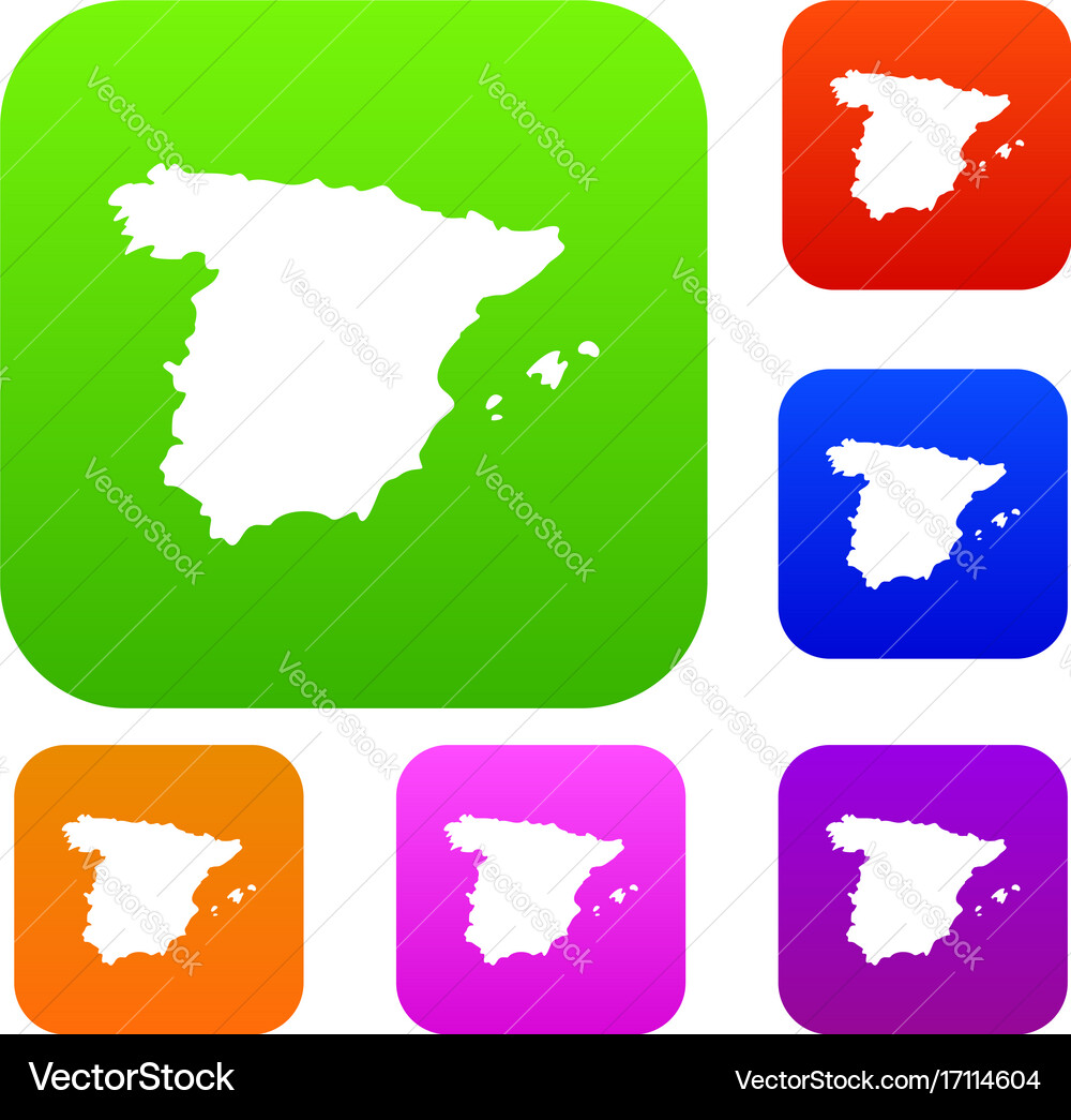 Map of spain set collection Royalty Free Vector Image