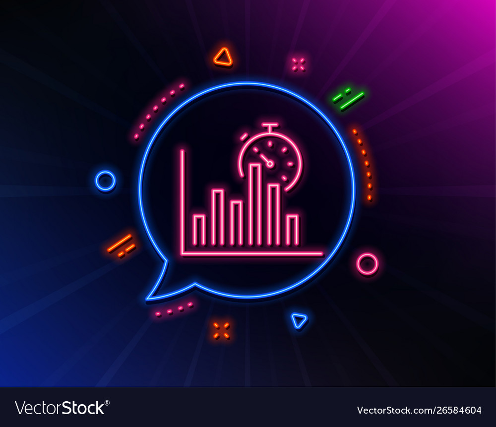 Report timer line icon column graph sign Vector Image