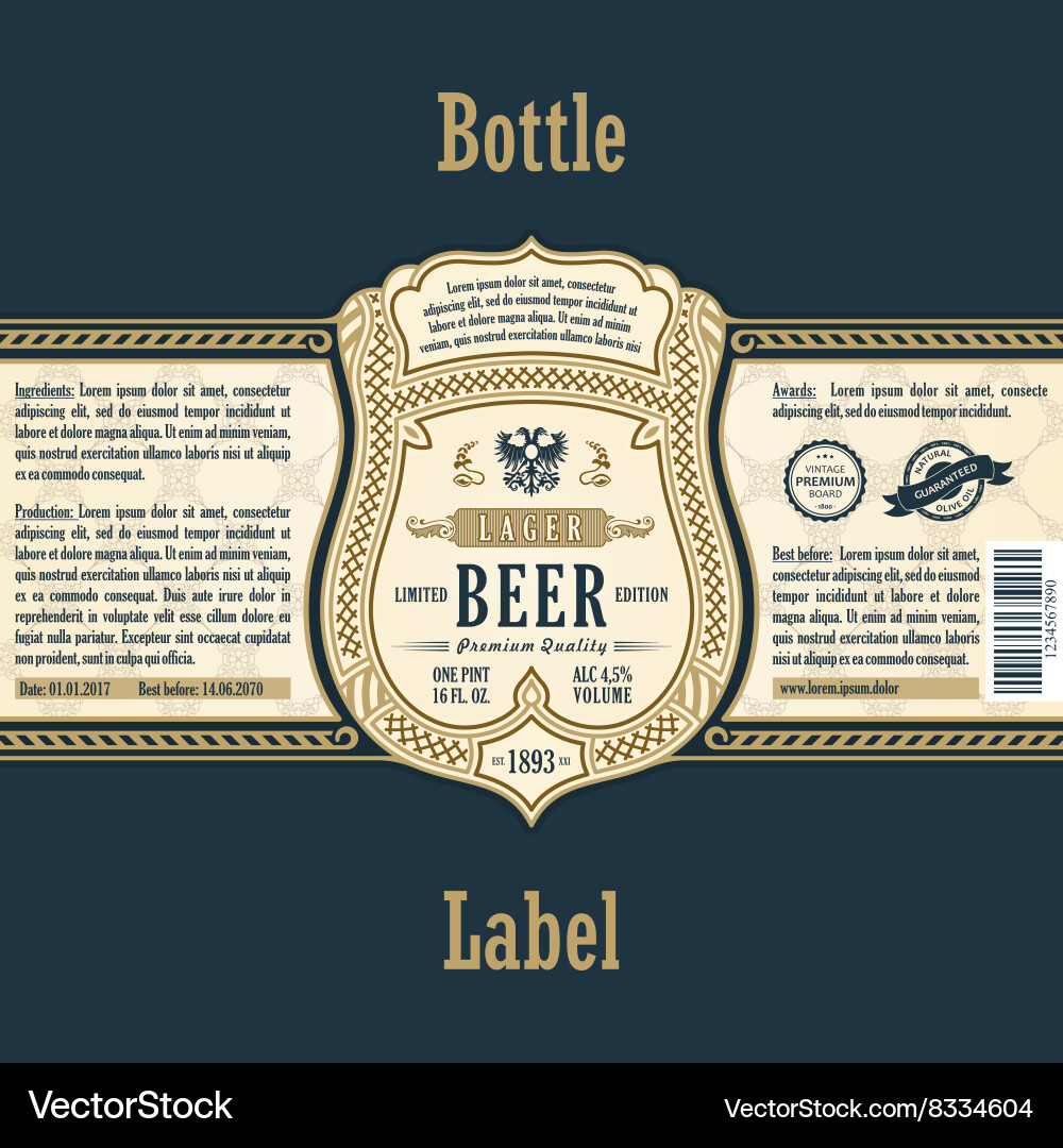 Vintage frame label gold sticker bottle beer Vector Image