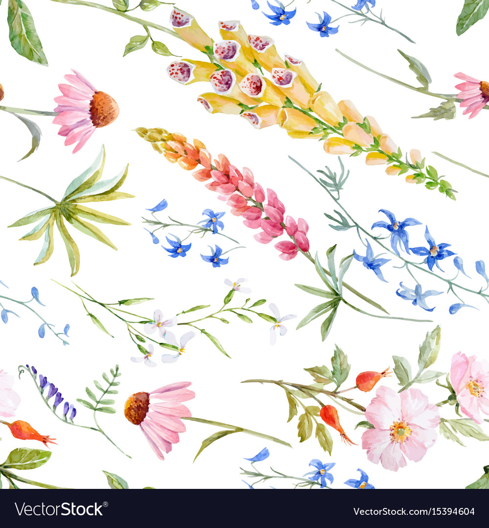 Watercolor floral summer pattern Royalty Free Vector Image