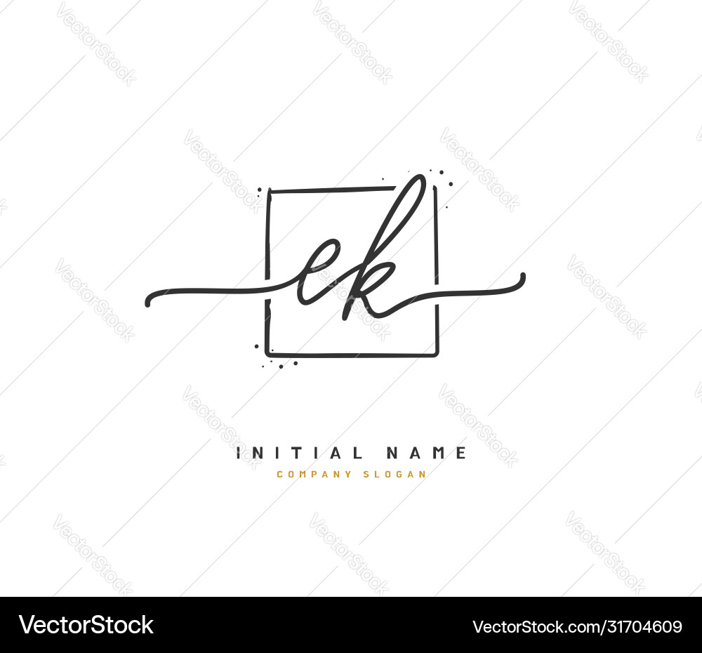 E k ek beauty initial logo handwriting logo Vector Image