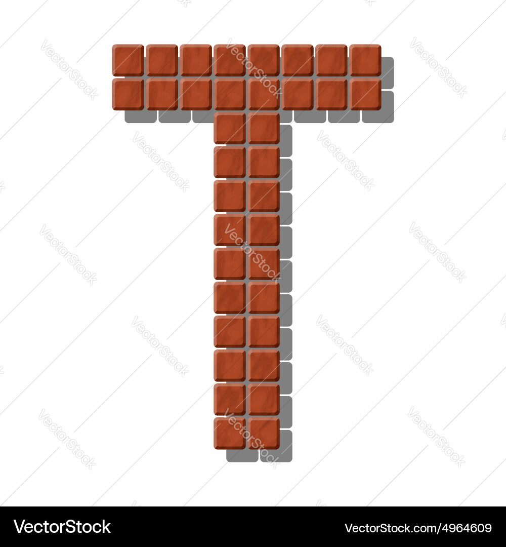 Letter t made from realistic stone tiles Vector Image