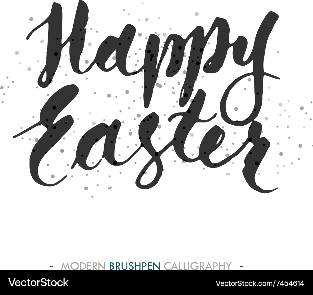 Happy easter lettering write with brush pen Vector Image