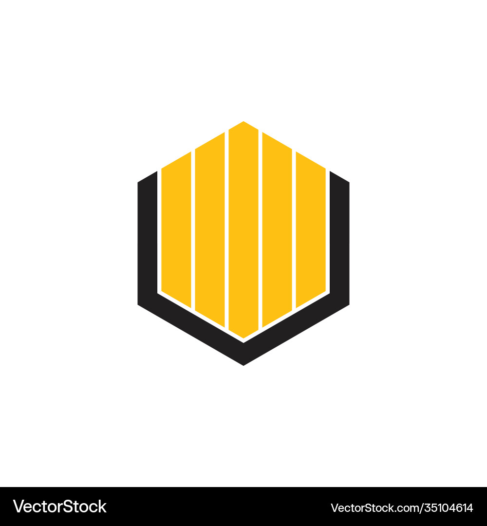 Hexagonal stripes geometric line logo Royalty Free Vector