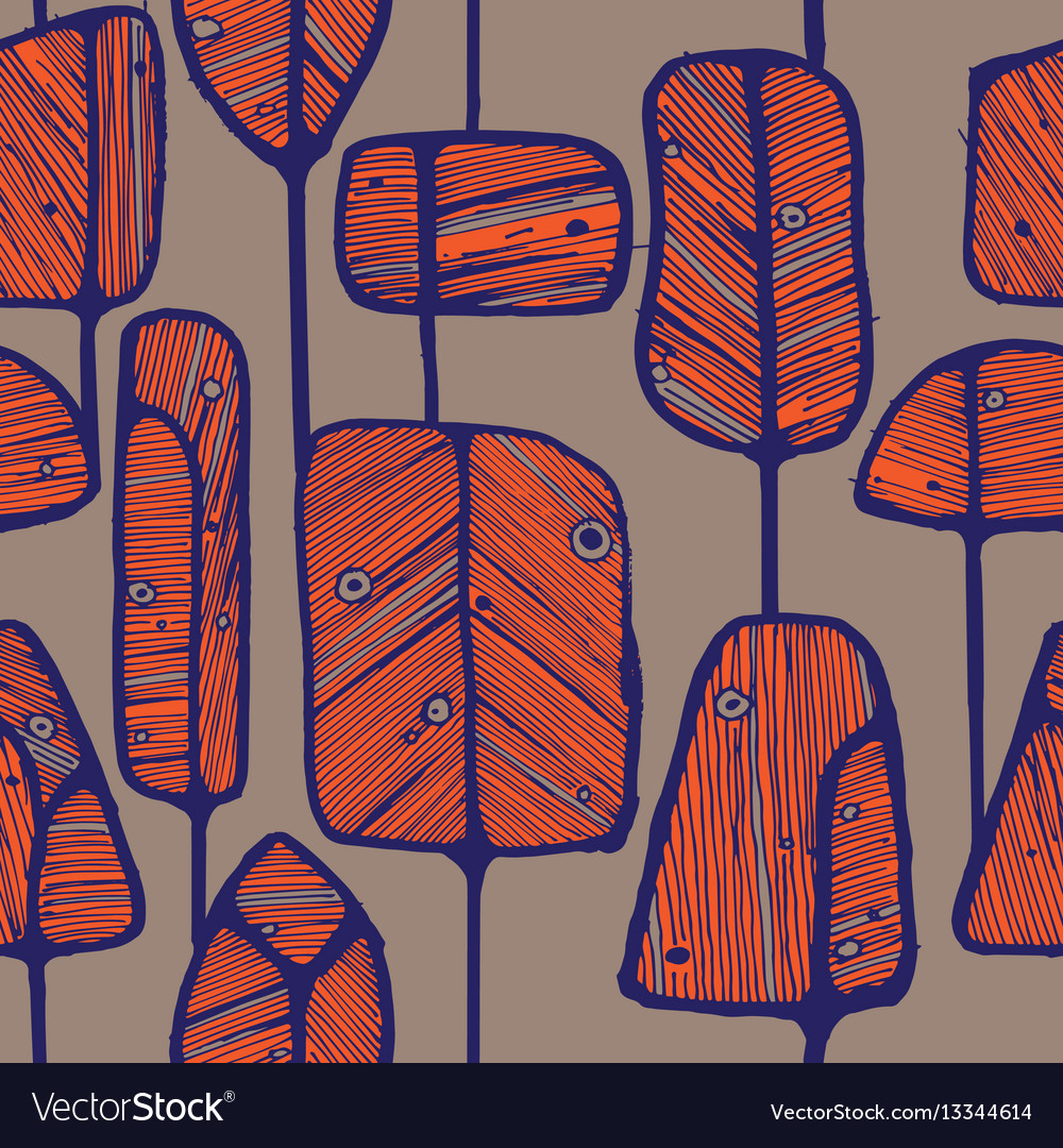 Seamless pattern design with abstract doodle trees