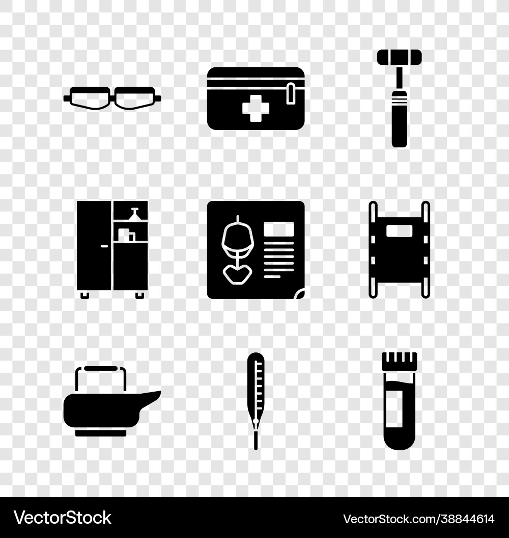 Set safety goggle glasses first aid kit Royalty Free Vector