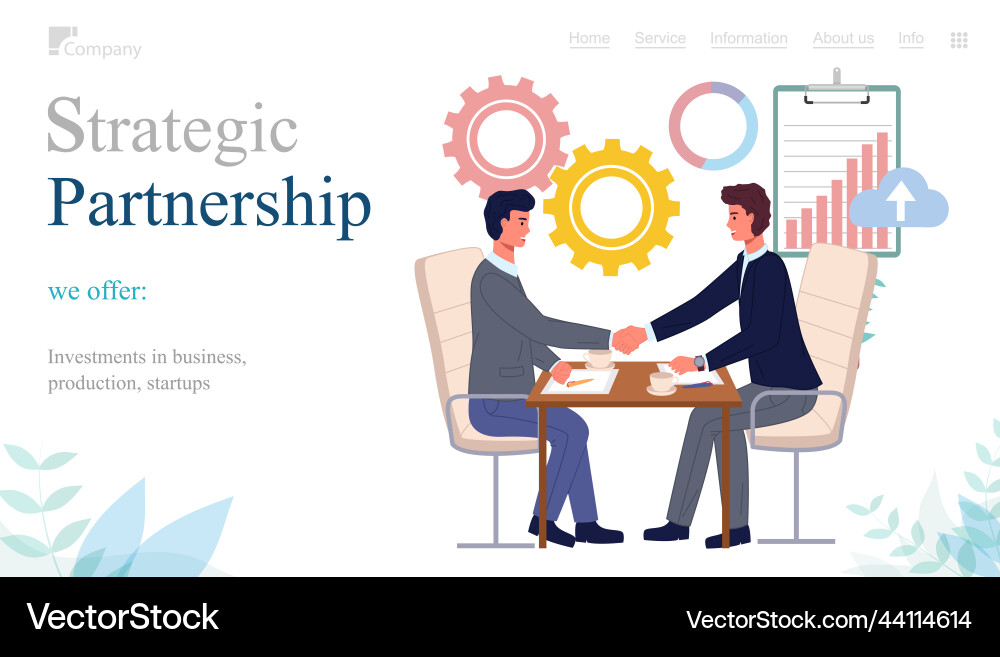 Strategic partnership website template business Vector Image