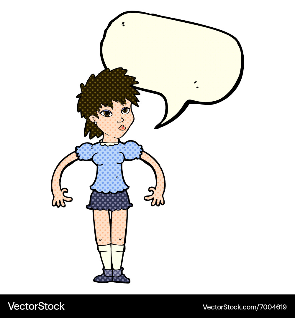 Cartoon curious woman with speech bubble Vector Image