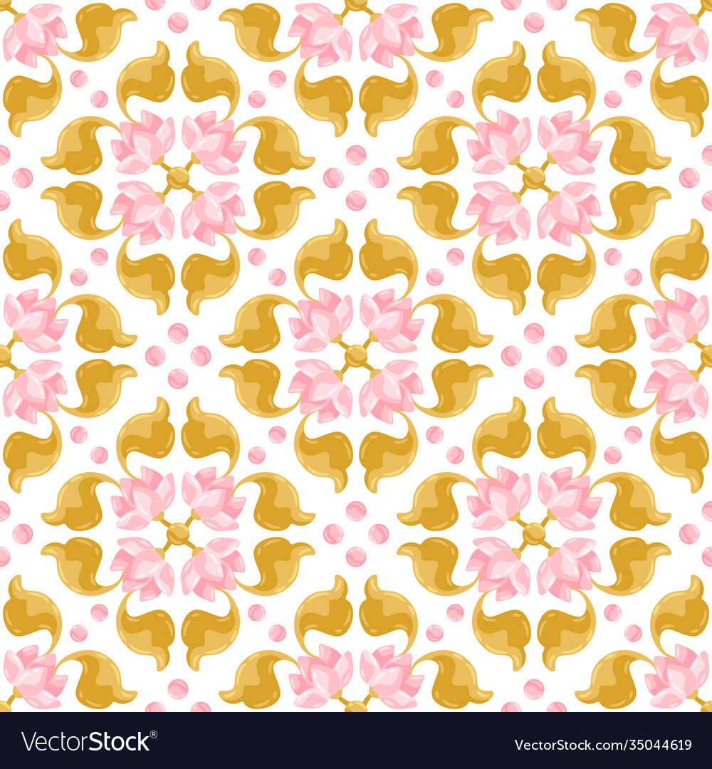Ceramic tile pattern with lotus Royalty Free Vector Image