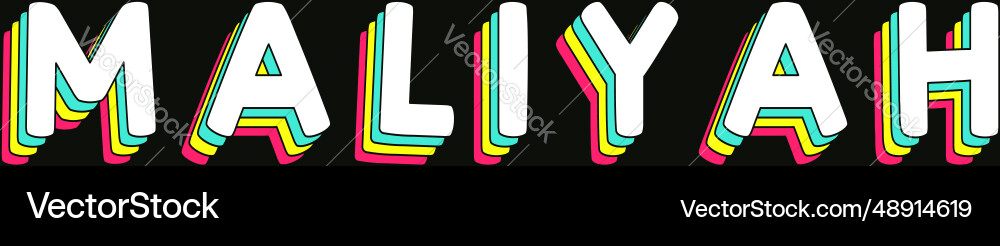Maliyah - retro rainbow typography faded style Vector Image