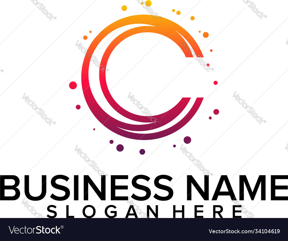 Modern c initial technology logo template Vector Image