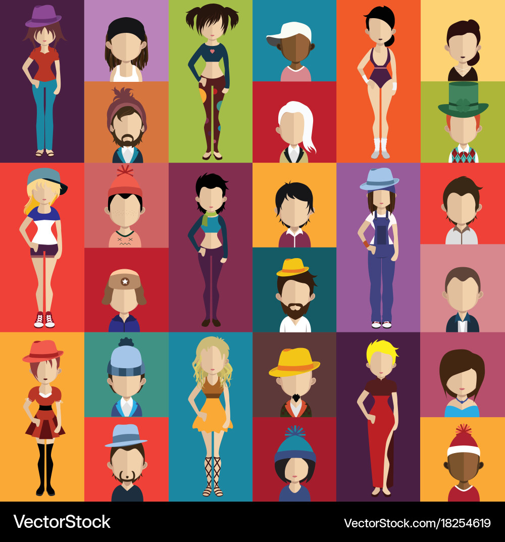 People avatar with full body and torso variations Vector Image