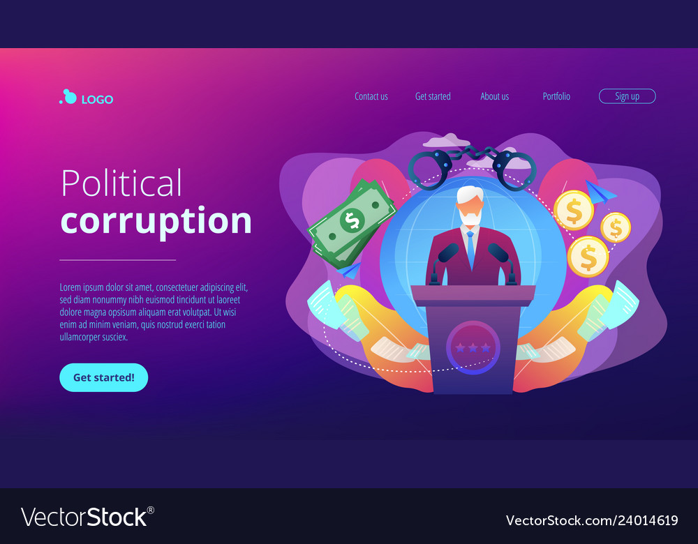 Political corruption concept landing page Vector Image