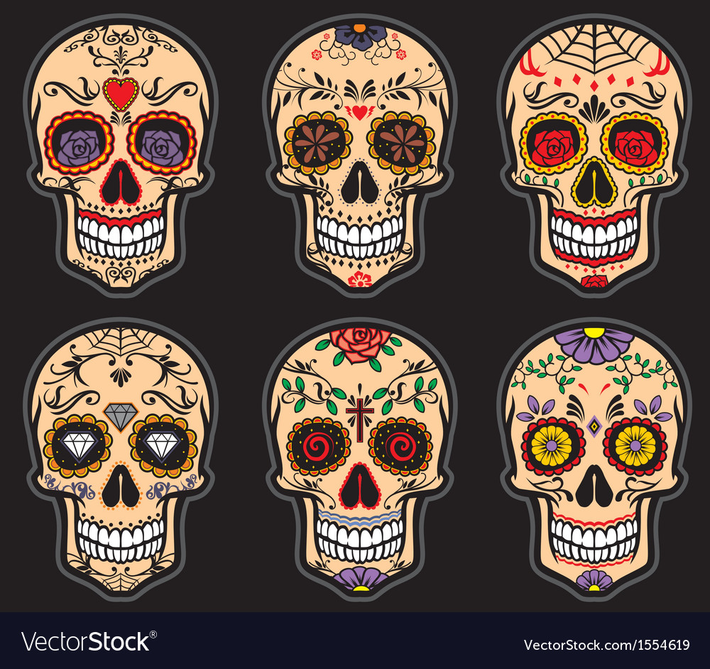 Sugar Skull Day Of The Dead Set Royalty Free Vector Image