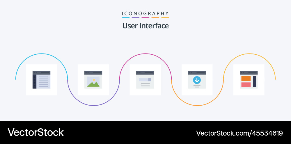 User interface flat 5 icon pack including Vector Image