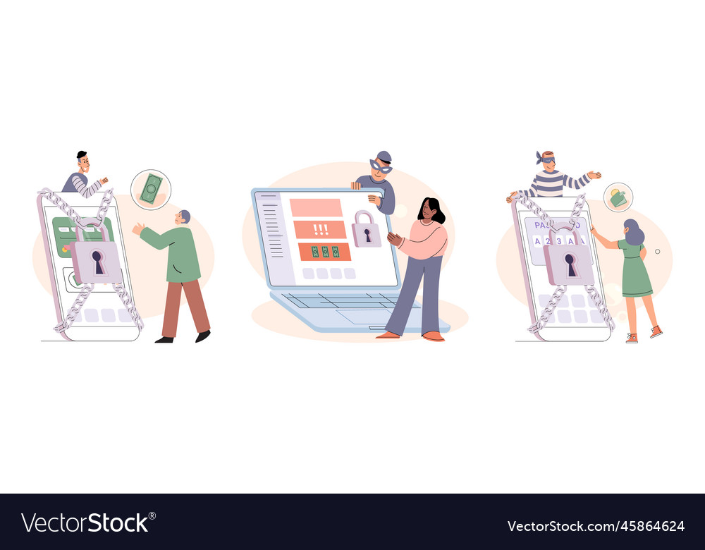 Hacker activity big set hacking computer Vector Image