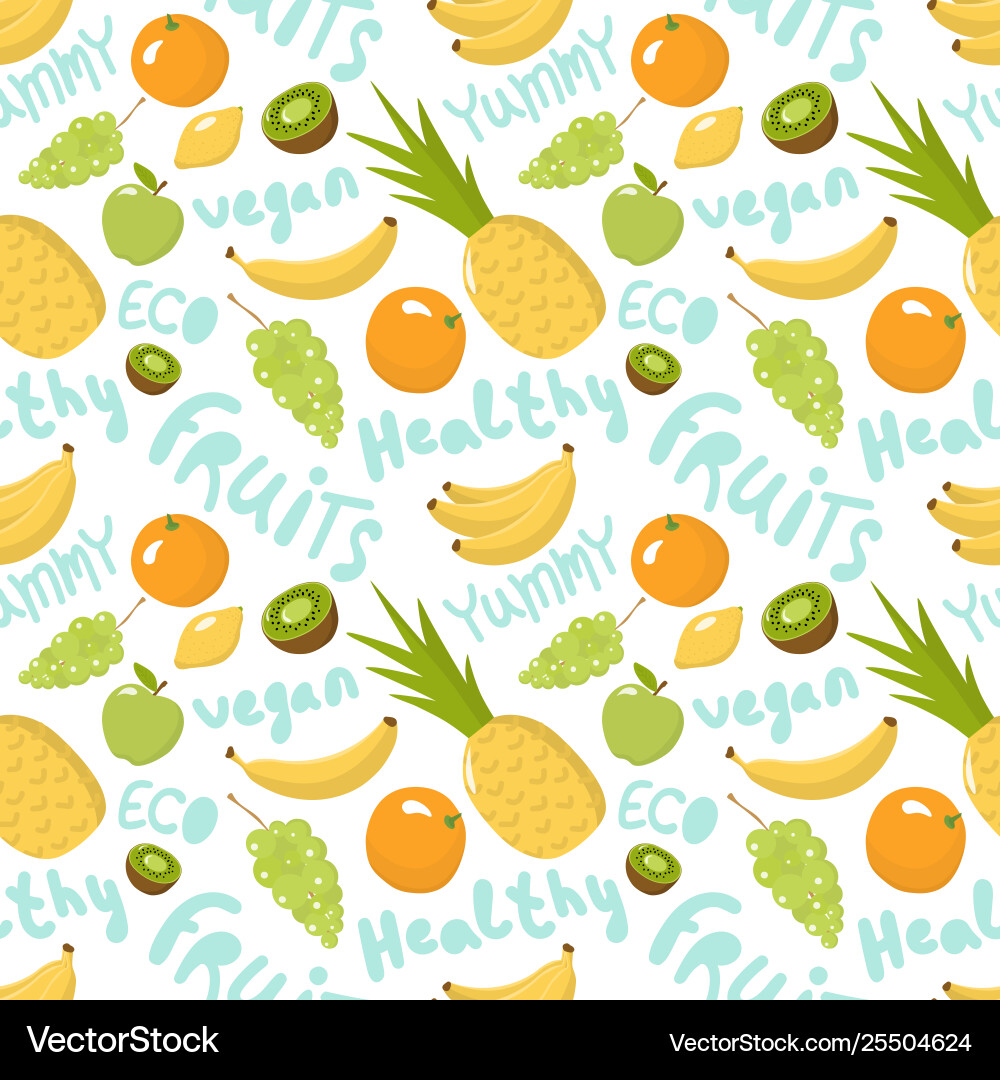 Healthy food pattern on white background Vector Image