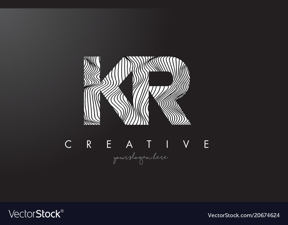 Kr K R Letter Logo With Zebra Lines Texture Vector Image