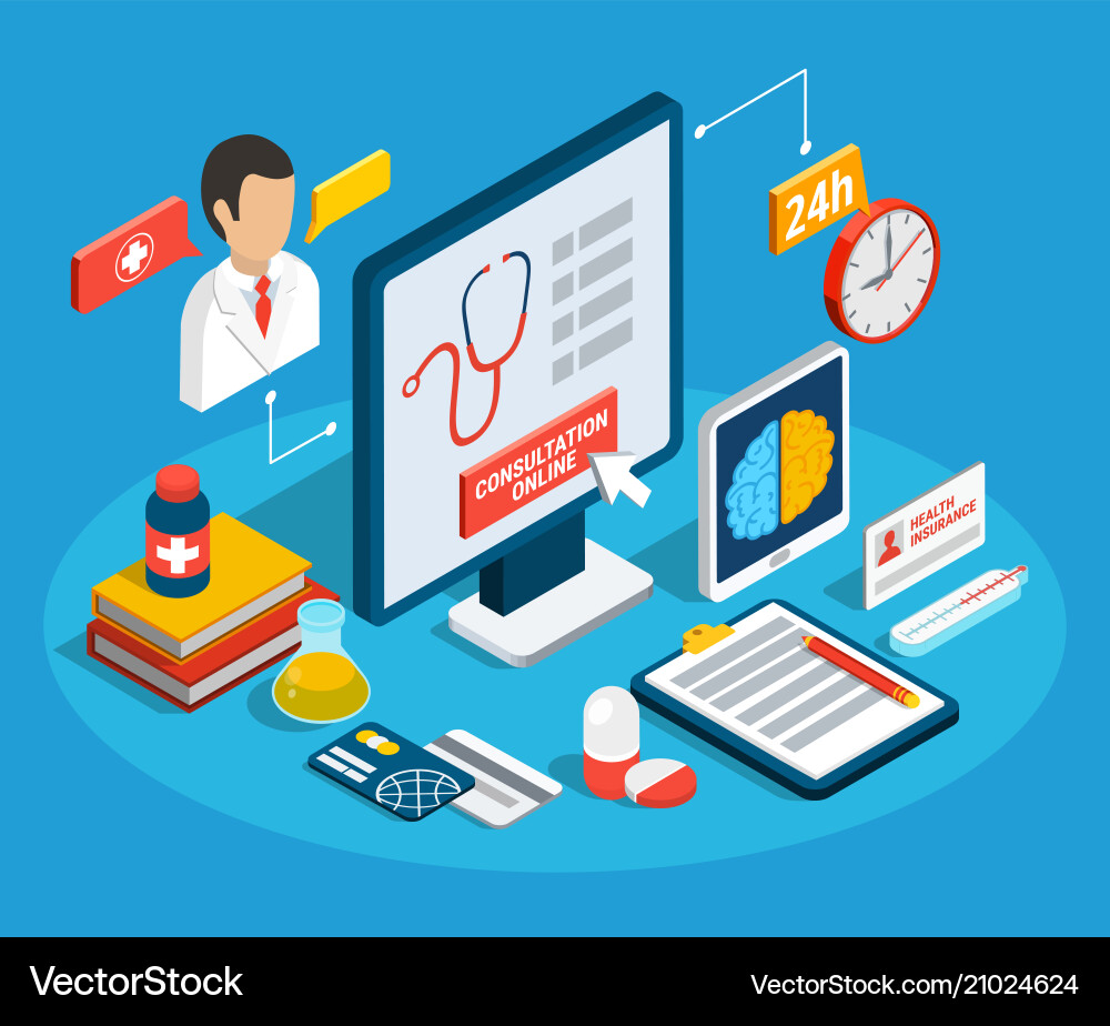 Medical consultation isometric concept Royalty Free Vector