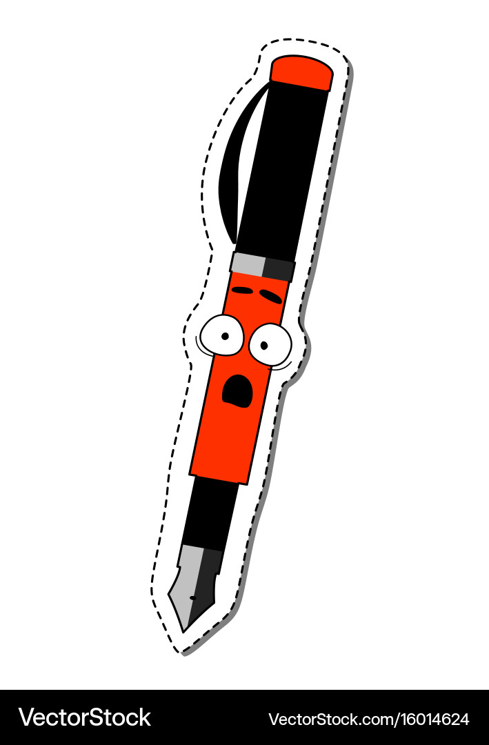 Surprised And Scared Funny Cartoon Pen Royalty Free Vector