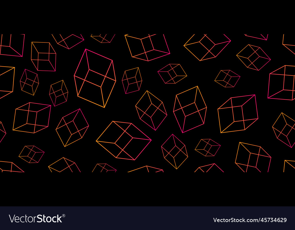 Cube Line Seamless Pattern 3d Geometric Design Vector Image