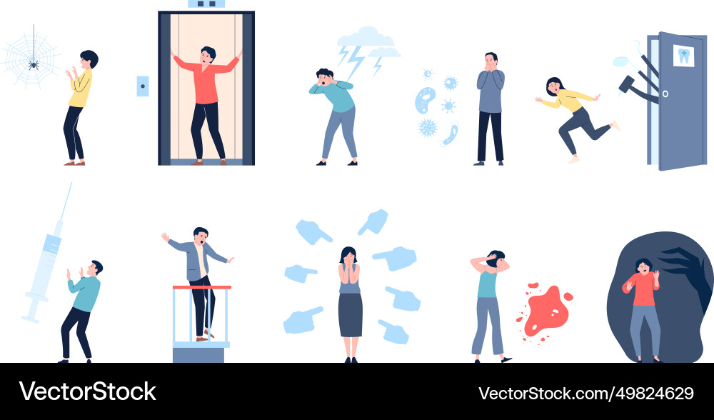 Human phobias people have different scares Vector Image