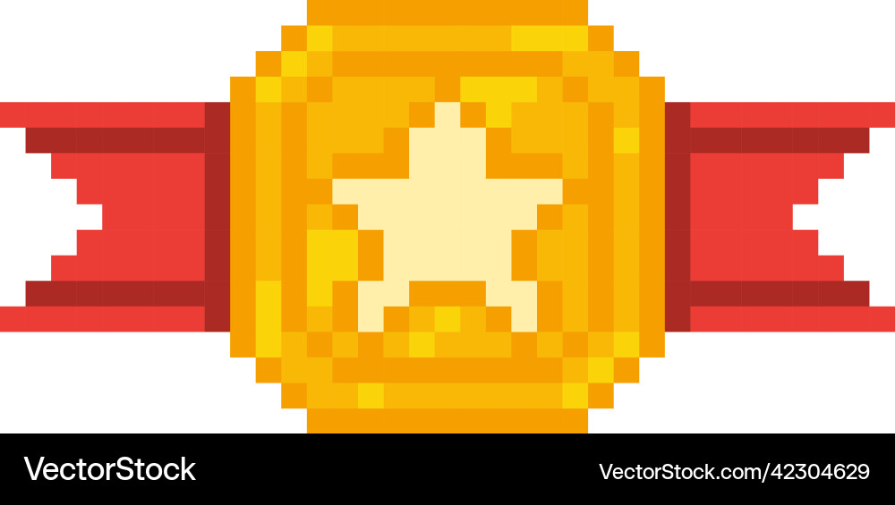 Pixel art medal icon for 8bit game on white Vector Image
