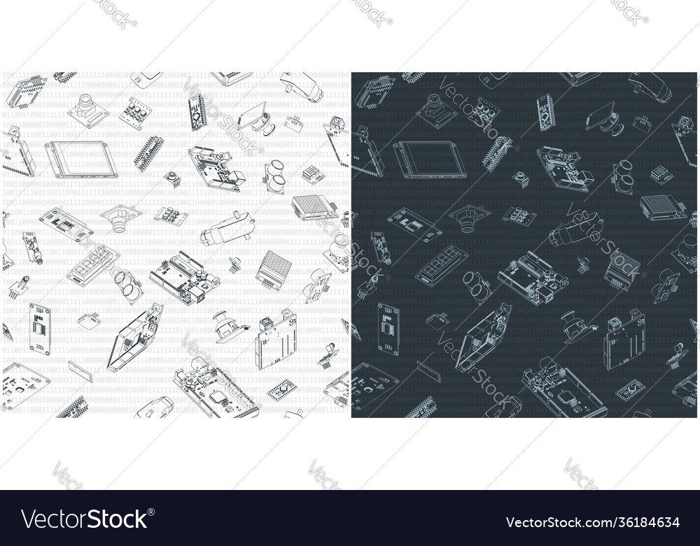 Arduino Hardware Seamless Pattern Drawings Vector Image