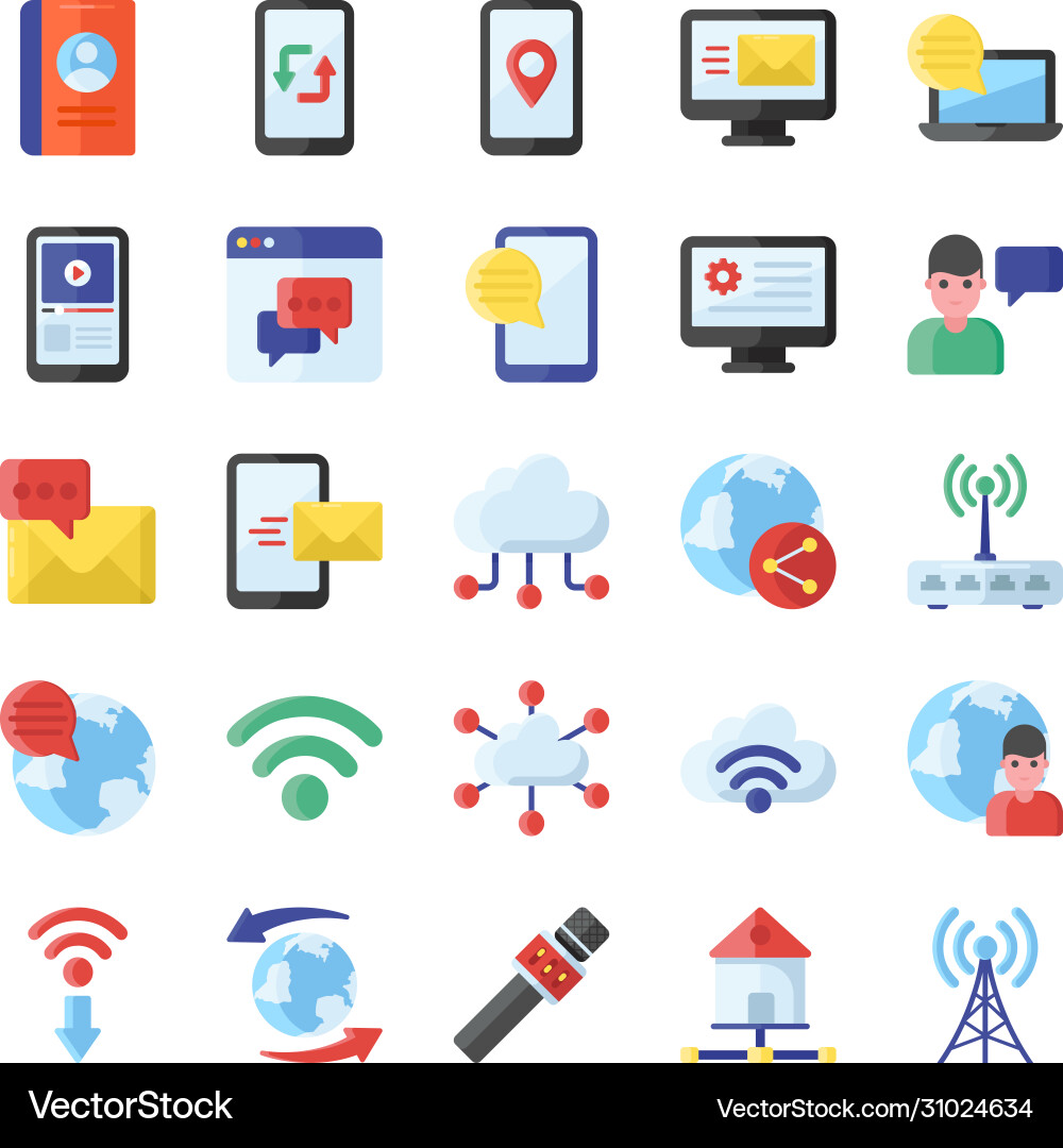 Cloud technology flat icons pack Royalty Free Vector Image