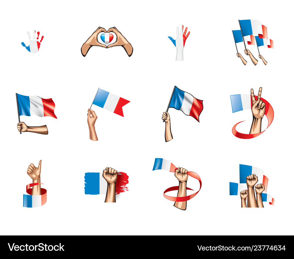 France flag and hand on white background Vector Image